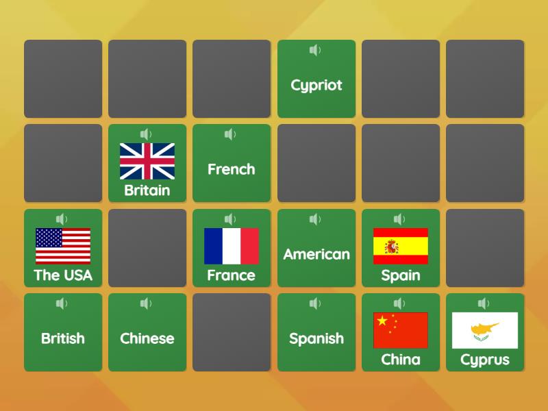 Countries and nationalities EF Elementary - Matching pairs