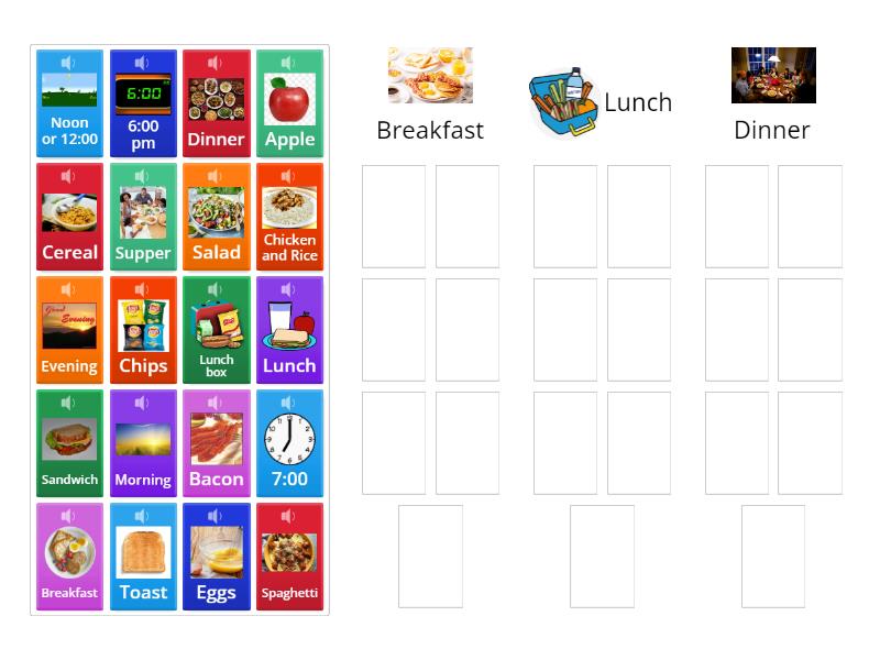 Meal Times - Group sort