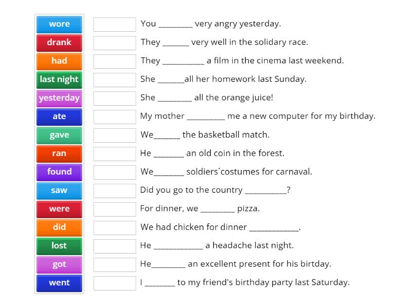 Past Simple Irregular Verbs - Match up