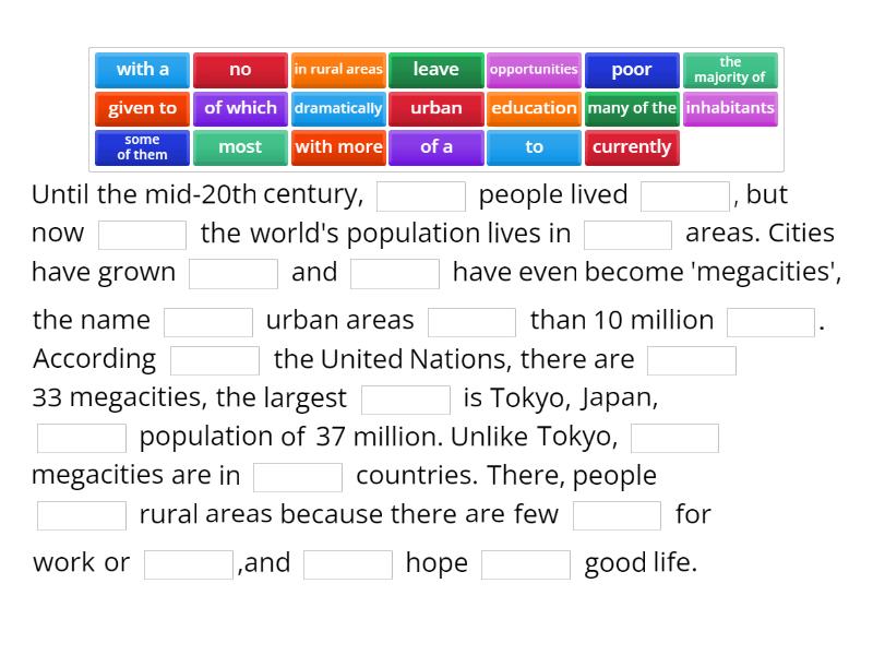 Focus 4 WB U3.5 The Rise of Megacities - Complete the sentence