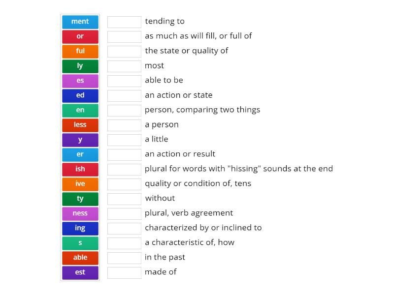 Copy of Wilson 6.1 Suffix meanings - Match up
