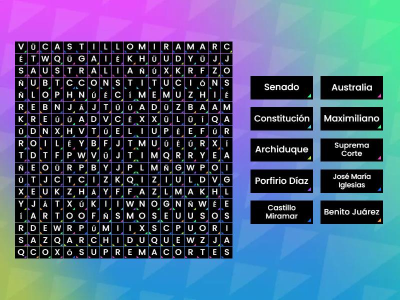 Historia de México - Sopa de letras