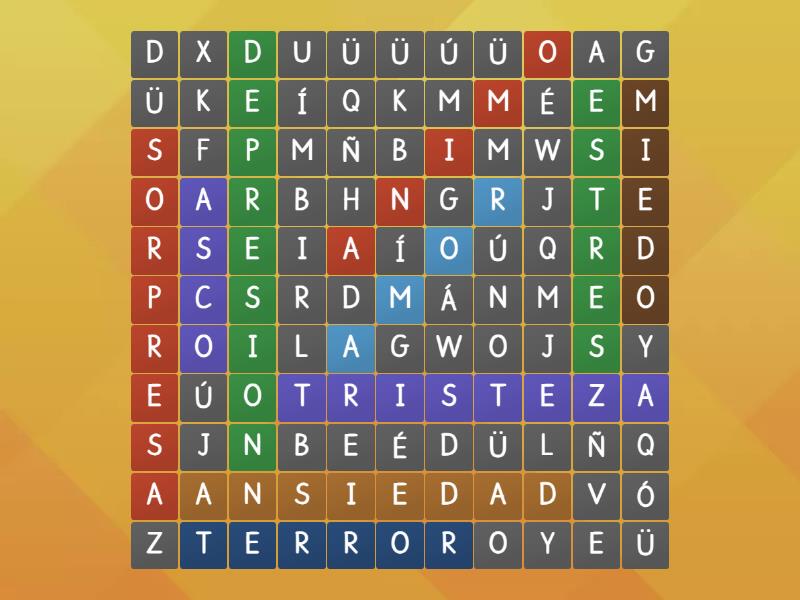 Sopa de letras de emociones - Wordsearch