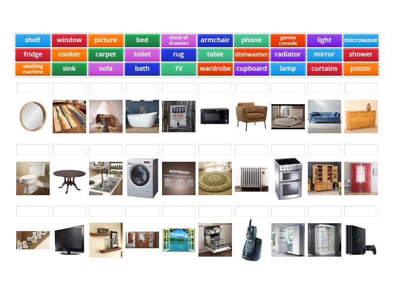 GW to the World A2 Unit 2 Household objects and furniture - Match up