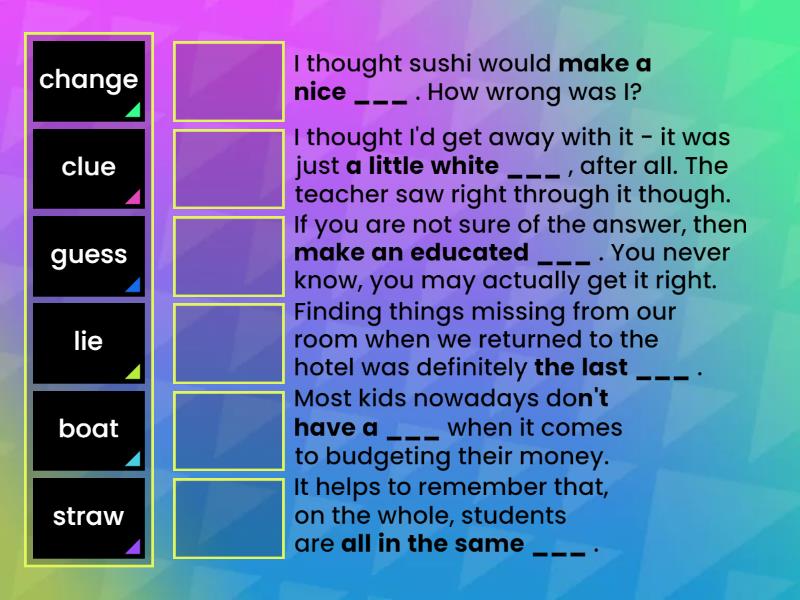 13. Idiomatic expression. - Match up