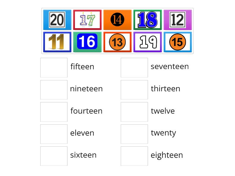 Number Words Eleven to Twenty (1) - Match up