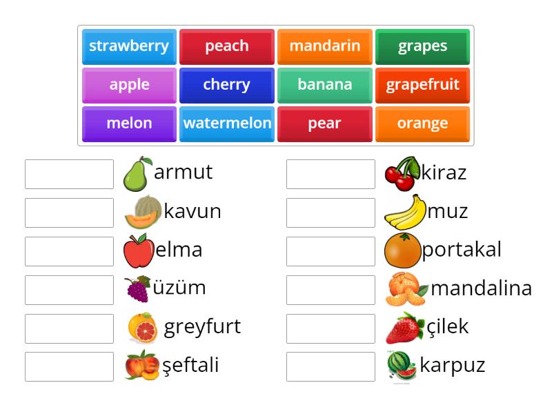 2. GRADE UNIT 9 FRUITS WORDS - Match up