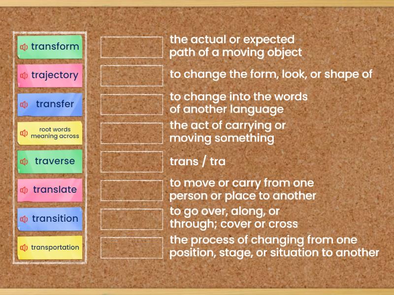 TRANS/TRA: Vocabulary - Match up