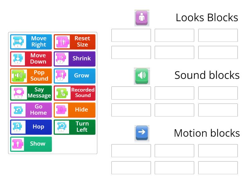 Grade2C - Scratch Jr Coding Blocks: - Group sort