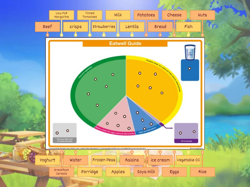 Eatwell Guide - Foods for Each Section - Labelled diagram