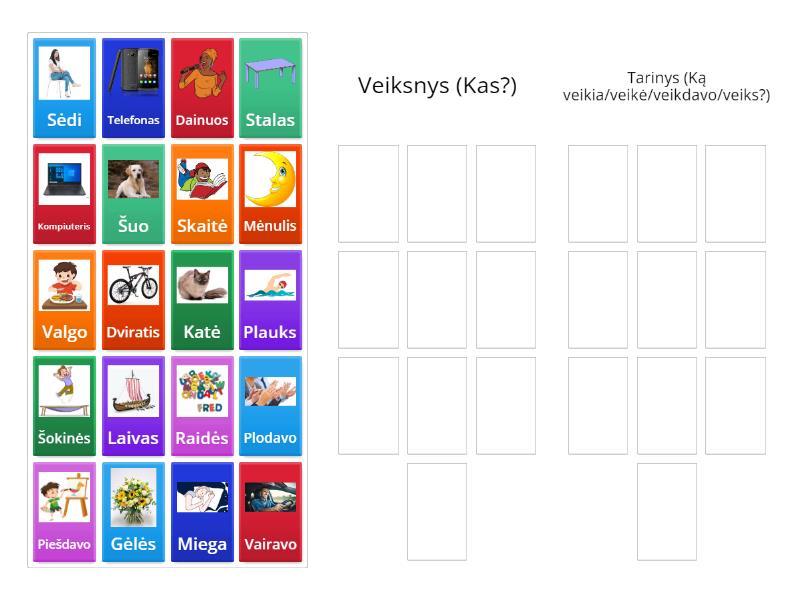 Veiksnys ir tarinys - Group sort