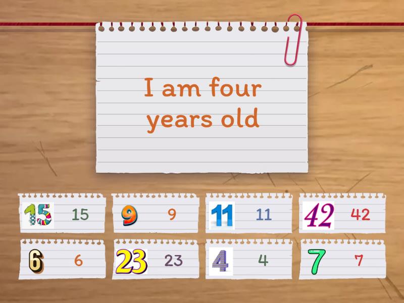 Let's learn about numbers and age - Find the match