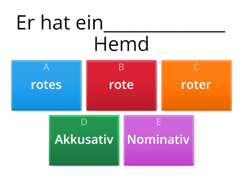 Adjektivdeklination, Kasus erkennen - Quiz