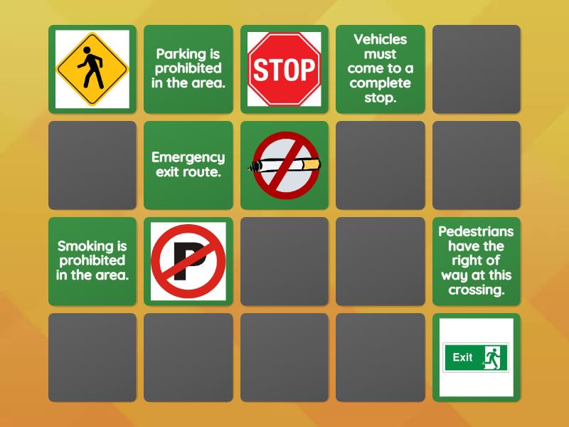 Sign Matching Game - Matching pairs