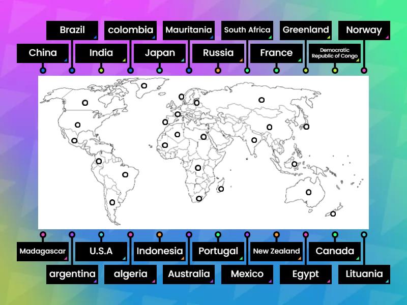 countries of the world - Labelled diagram