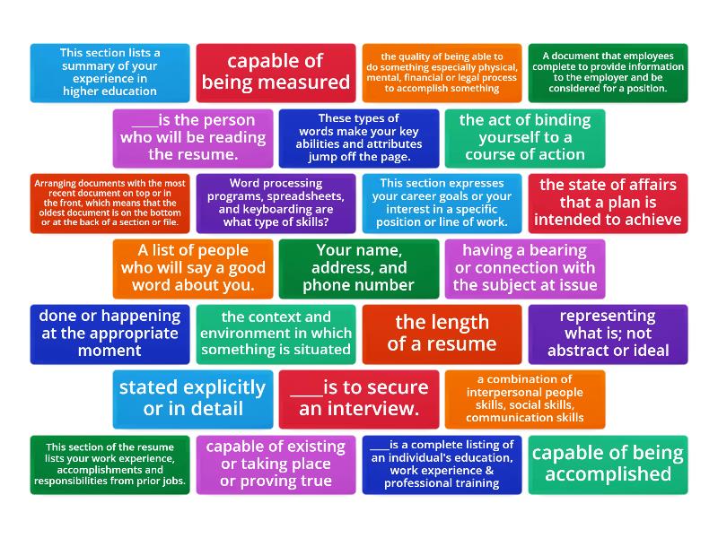 Career Portfolio Vocabulary Flip Tiles Fichas Giratorias