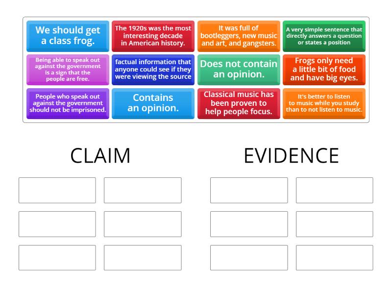 Claim - Evidence - Sort - Group sort