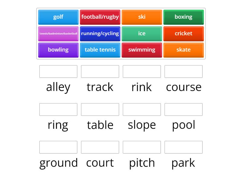 Writing: Sports Locations - Match up