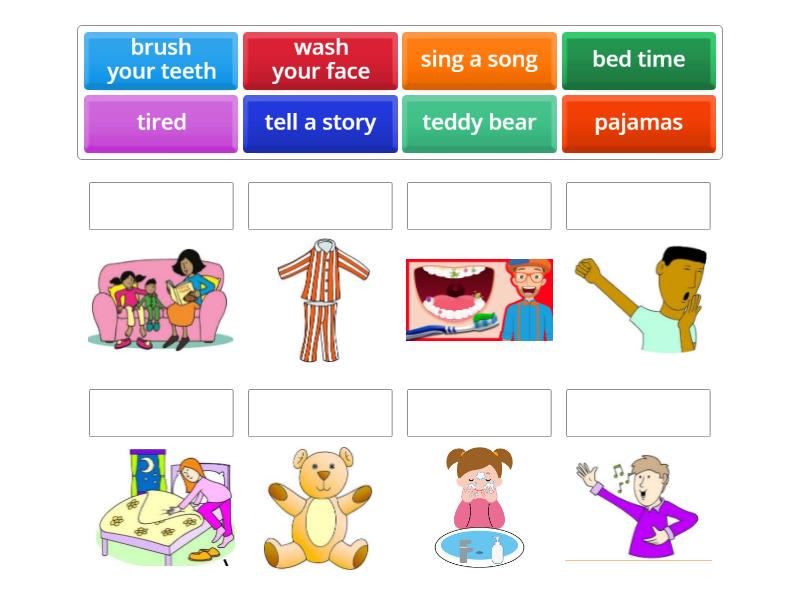 Mr Tumble's bedtime routine.preparation - Match up