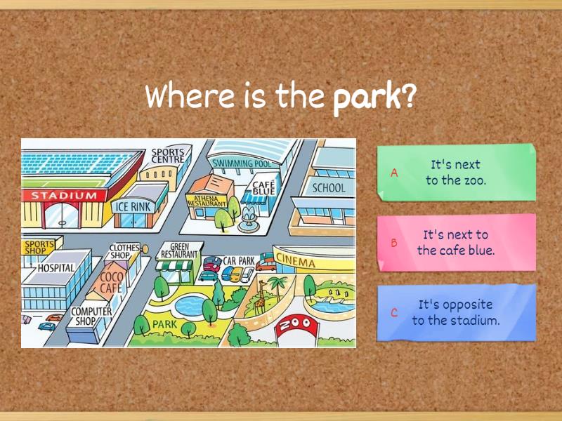 Prepositions of place: IN THE CITY - Test