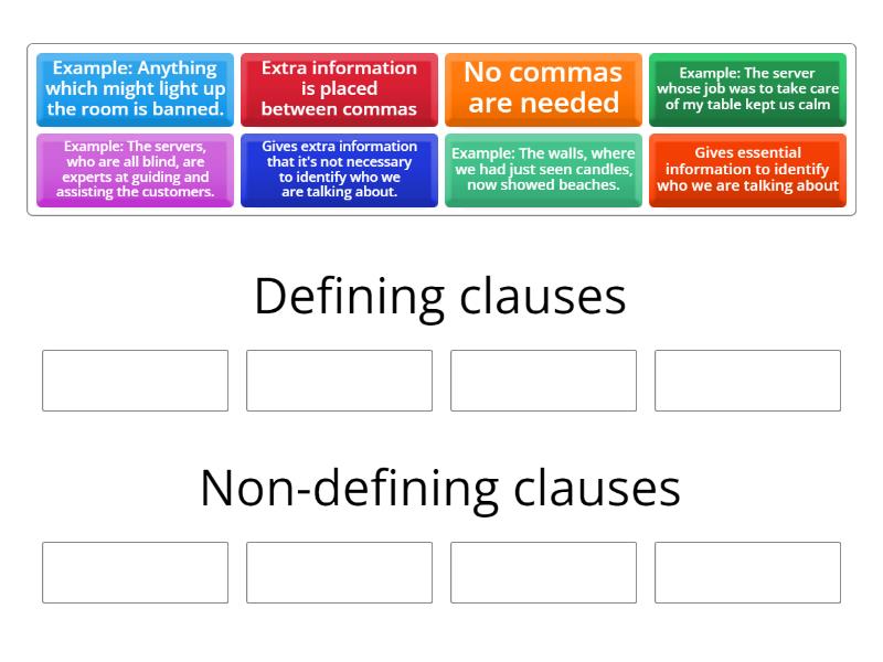 Defining and non-defining clauses - Group sort