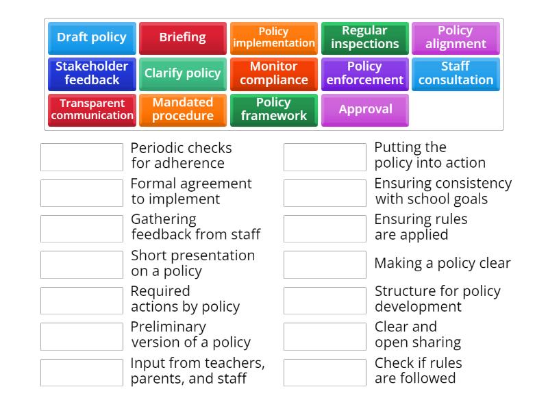Lesson 8 - School Policies and Procedures - Match up