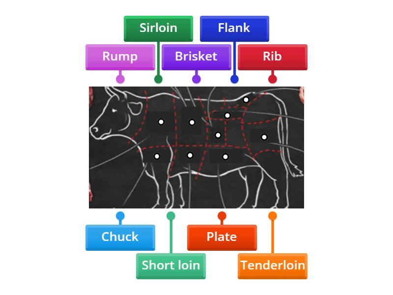 Beef cuts - Labelled diagram