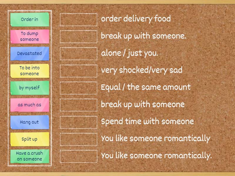 Relationships Vocabulary - Match up