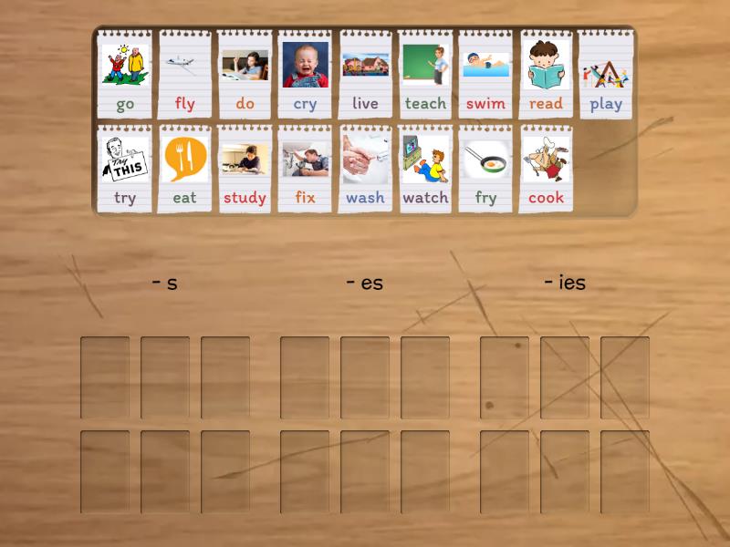6.2 Present Simple (3rd person singular) - Group sort