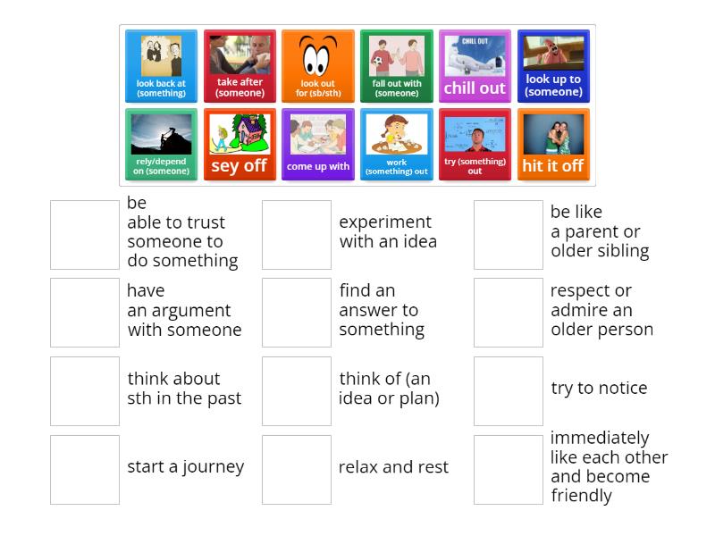 FCE UNIT 1 - Phrasal Verbs - Match up