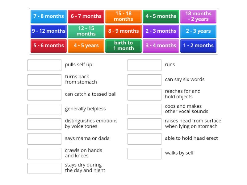 Developmental Milestones - Match up