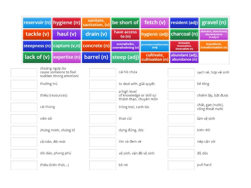 New Words - Unit 9 - 26/02/2024 - Match up