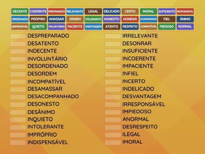 JOGO DOS ANTÔNIMOS POR PREFIXO DE NEGAÇÃO - Associação
