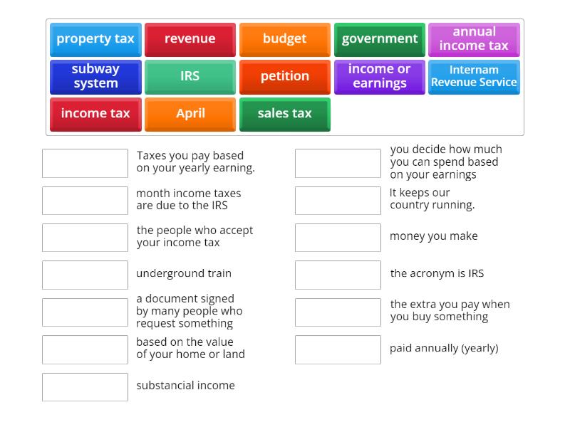 Taxes - Match up
