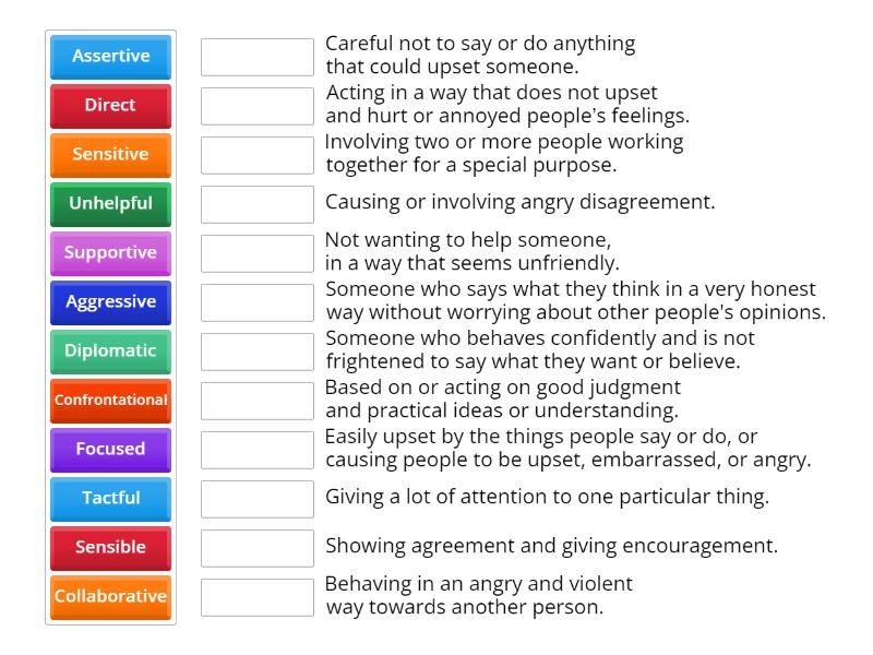 words definitions - Match up