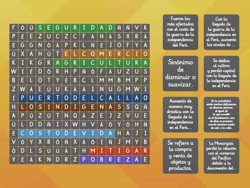 CRUCIGRAMA DE LA INDEPENDENCIA - Wordsearch