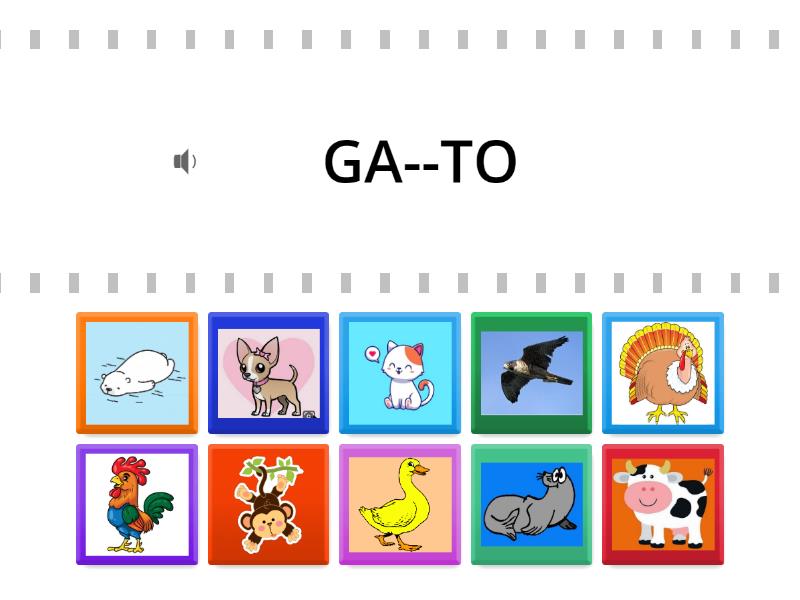 Nombres de animales con dos silabas. - Find the match