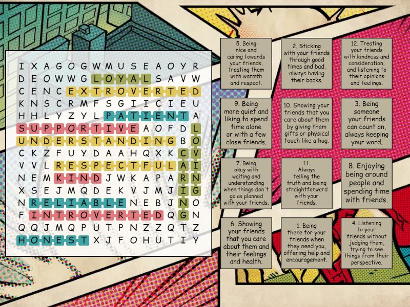 How to be a good friend? - Wordsearch