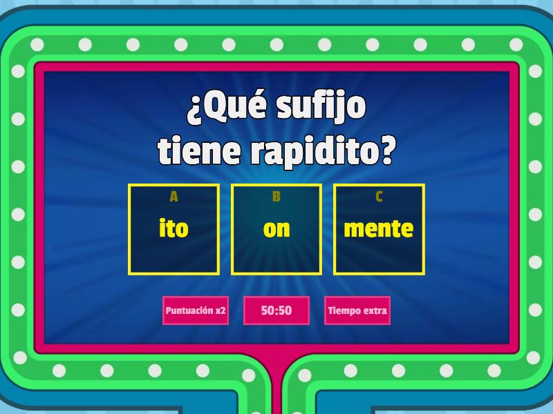 Sufijos ito, ita, mente, on, ona, oso y osa - Game show de TV