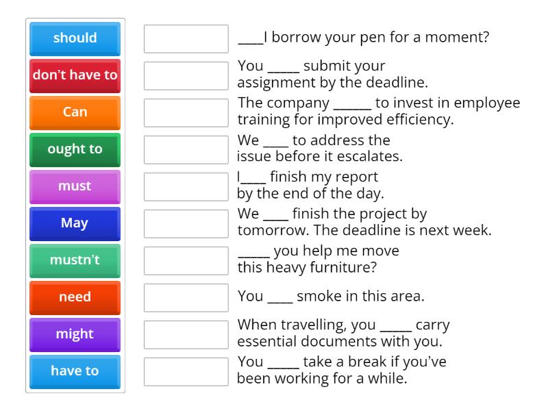 modal verbs - Match up