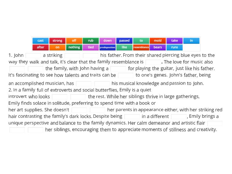 Nature vs Nurture (vocab) - Complete the sentence