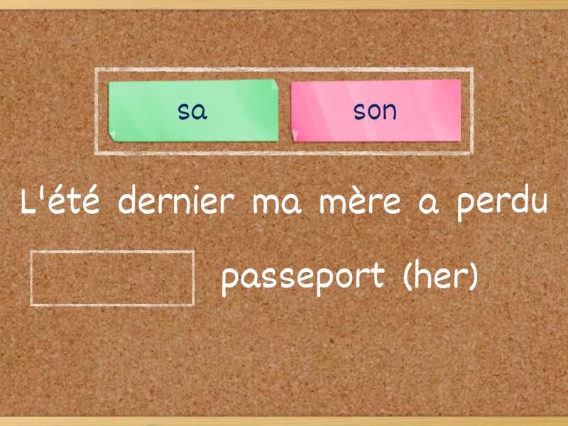 Les adjectifs possessifs (mon,ma ,mes) - Missing word
