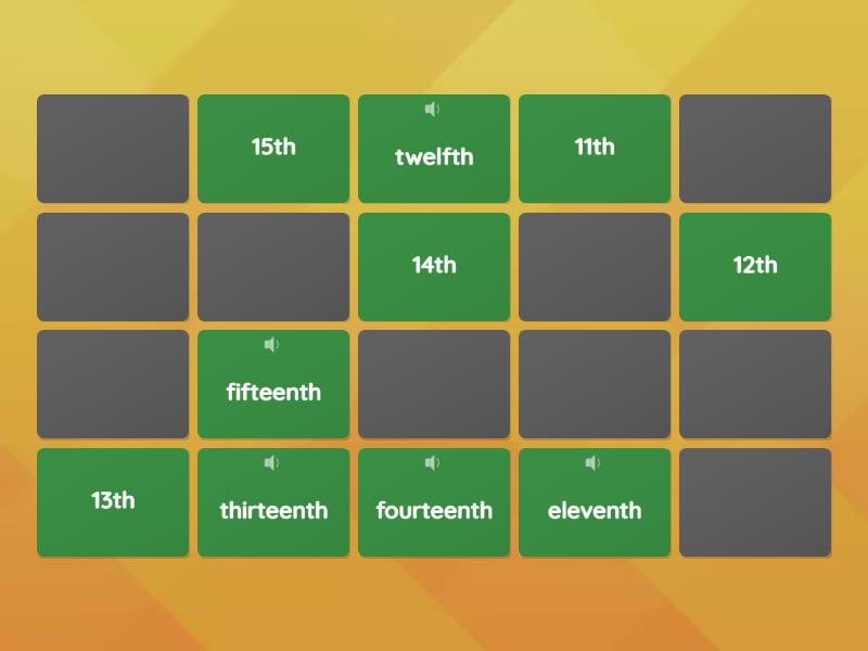 Match the pairs (Ordinal Numbers 2) - Matching pairs
