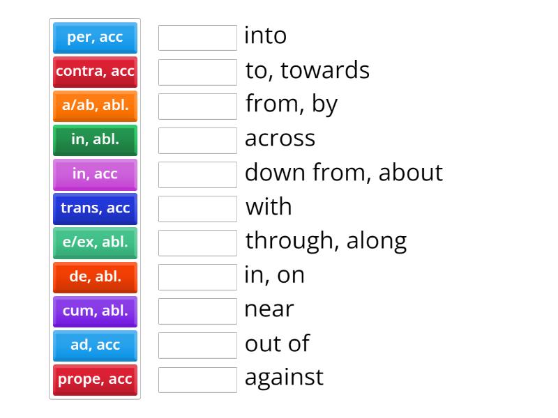 Prepositions - Match up