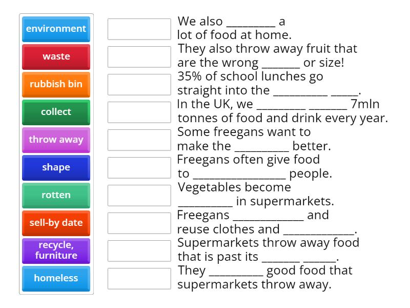 Solutions elem 3ed - Freeganism (Unit 4C) - Match up