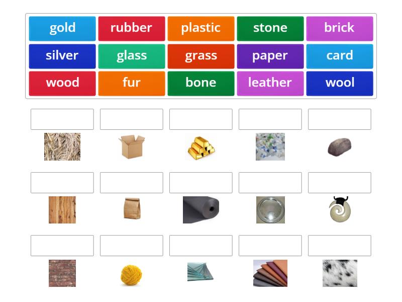 KB5 Unit 5 Materials matching - Match up