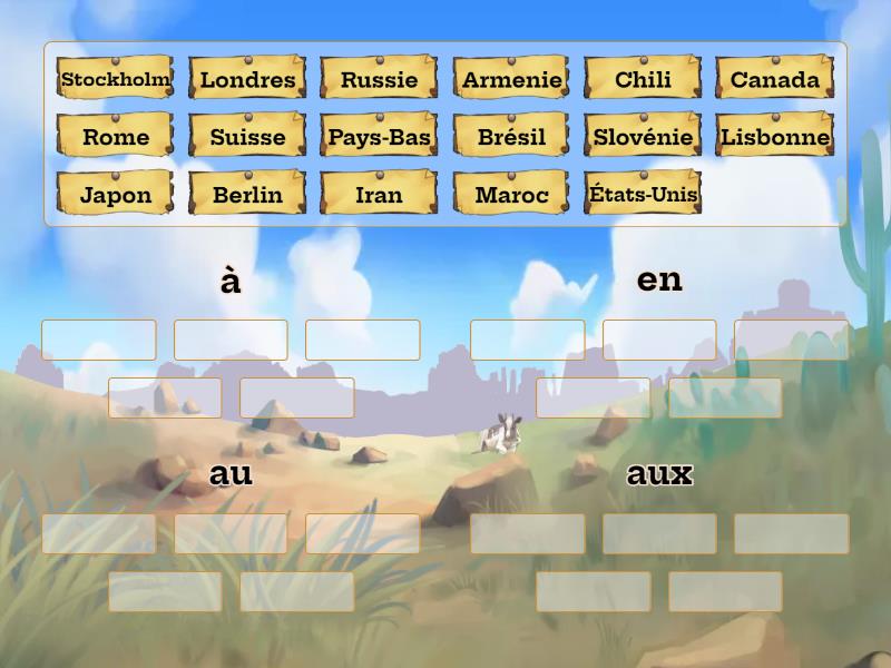 Les prépositions avec les pays et les villes - Ordenar por grupo