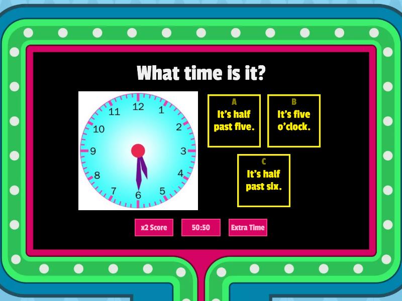 Time: o'clock and half past - Gameshow quiz