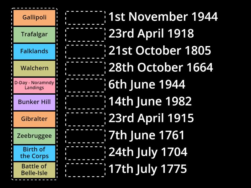 Memorable Dates - Match up