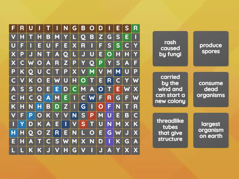 Fungi - Wordsearch